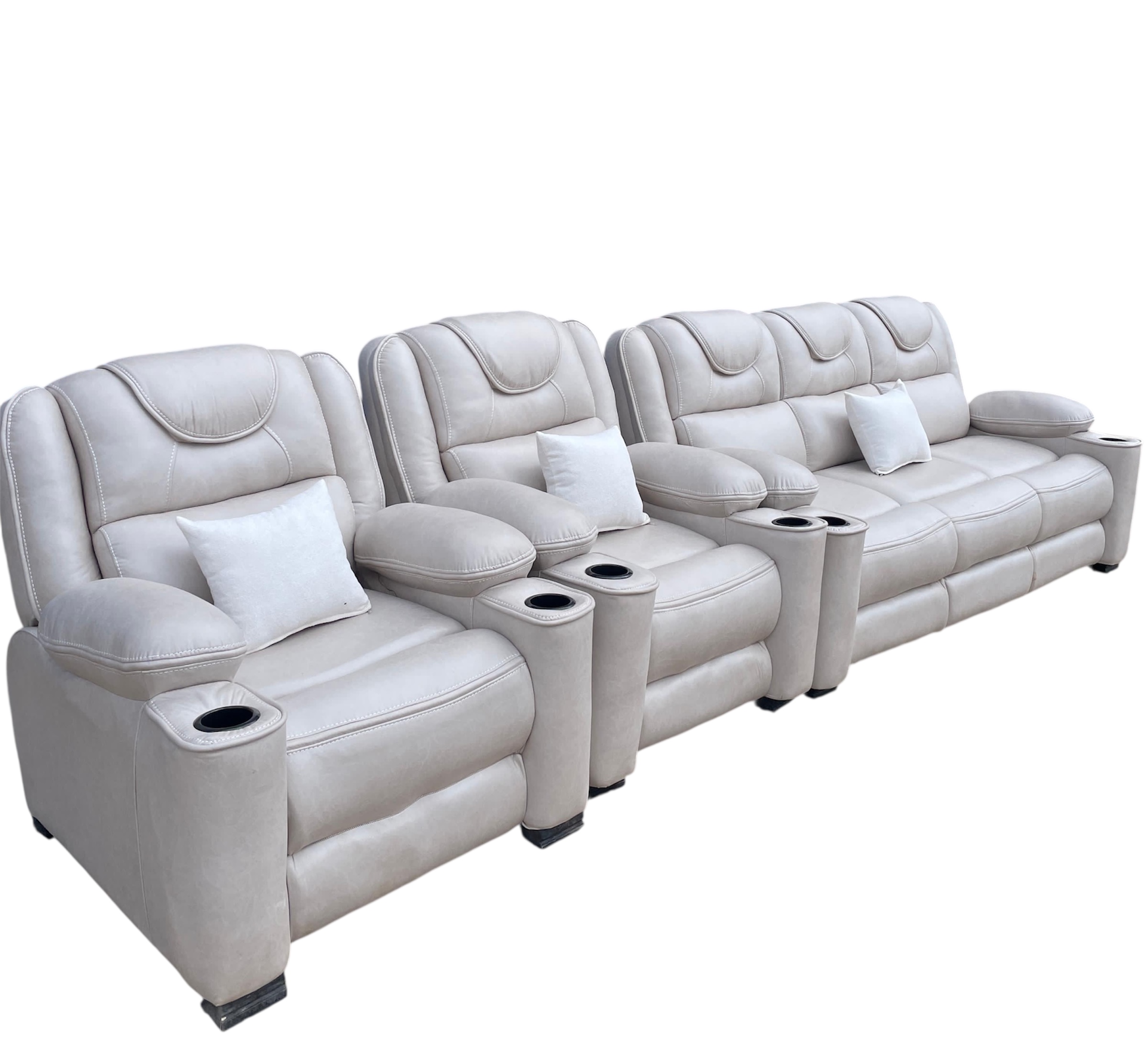 Cream white 5 seater semi recliner sofa - Modern Furnitures
